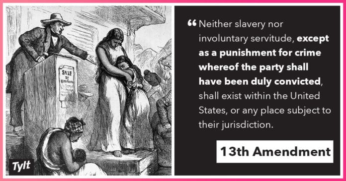 How did the slavery clause get into the 13th Amendment?