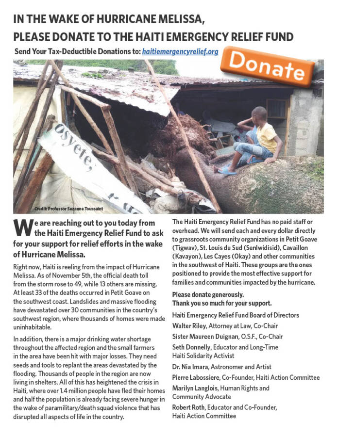 In the wake of Hurricane Melissa, please donate to the Haiti Emergency ...